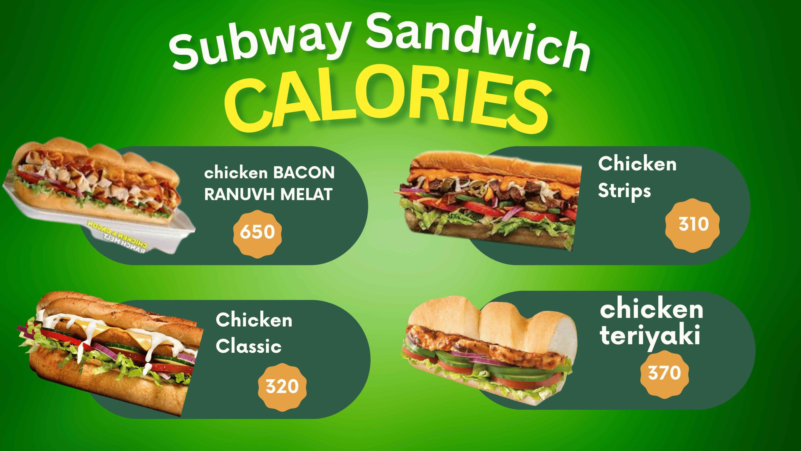 Subway Calories Calculator